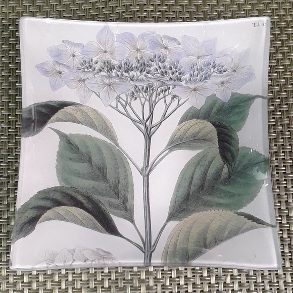 Accents | Botanical Glass Plate Blue Hydrangea | Poshmark